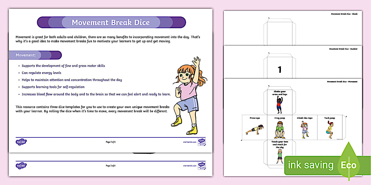 OT: Movement Break Dice (teacher made) - Twinkl