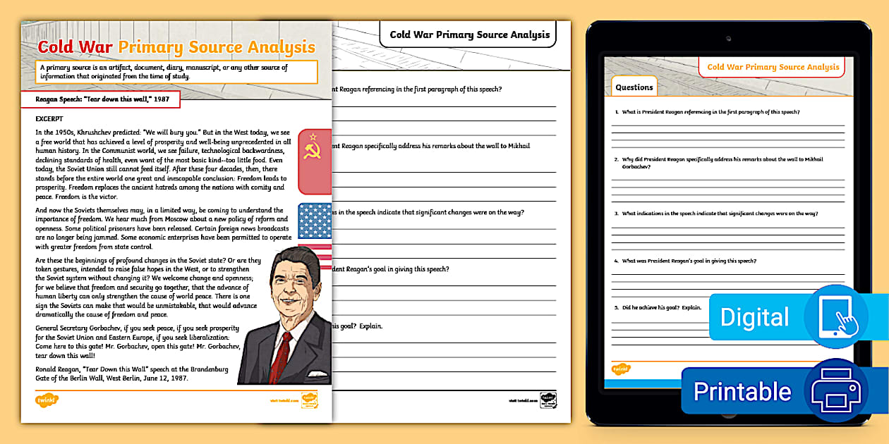 Eighth Grade Cold War Primary Source Analysis Activity