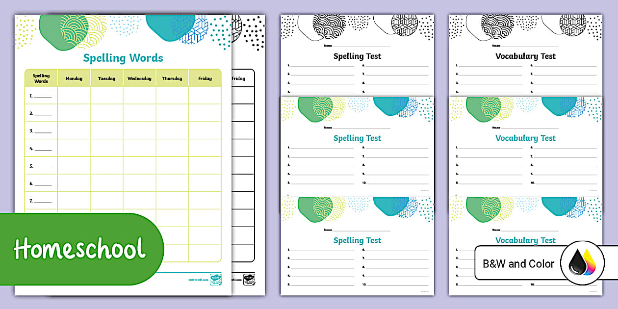 Homeschool Spelling Test Template | Resource | Twinkl USA