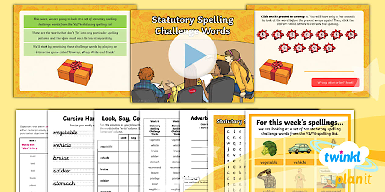 PlanIt Y5 Term 1B W6: Statutory Spelling Challenge Words Spelling Pack