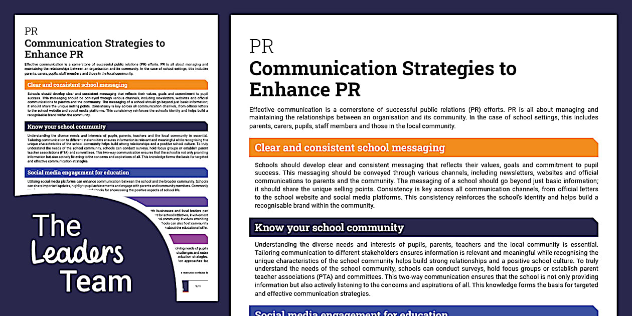 Communication Strategies to Enhance PR - SLT (Teacher-Made)