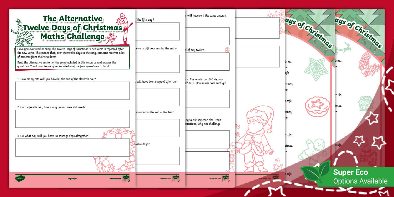 The Alternative Twelve Days of Christmas Maths Challenge