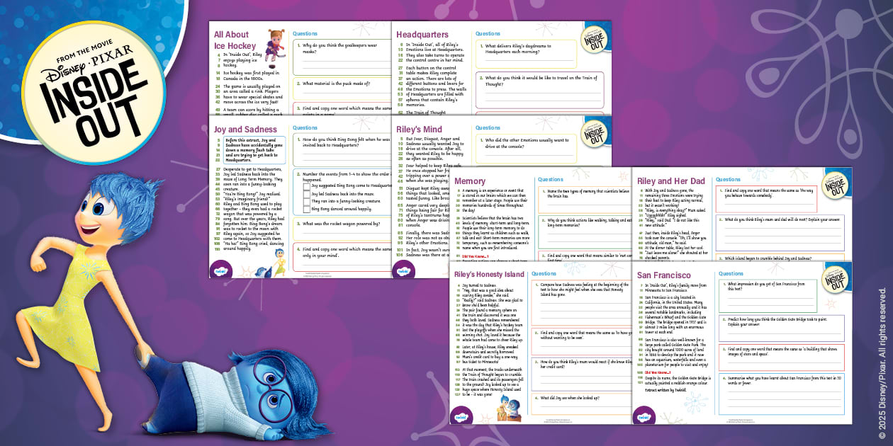Inside Out: 60-Second Reads Activities Pack