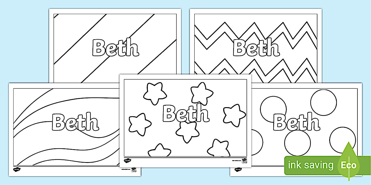 Beth Name Simple Colouring Activity (teacher made) - Twinkl