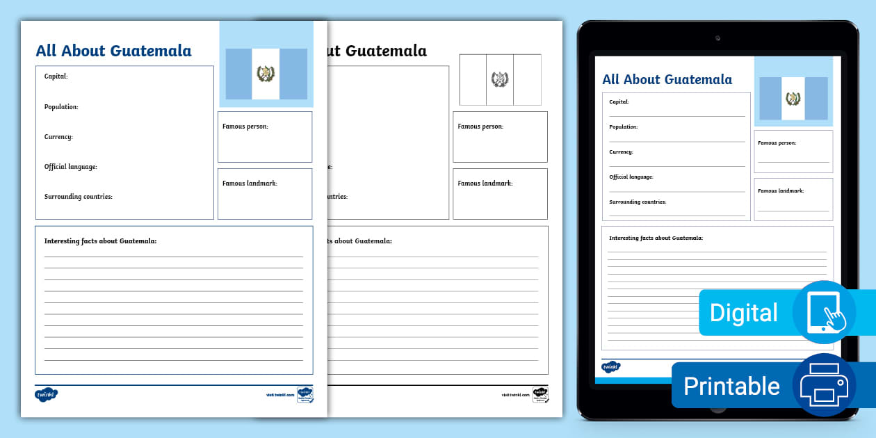 All About Guatemala Research Worksheet (Teacher-Made)