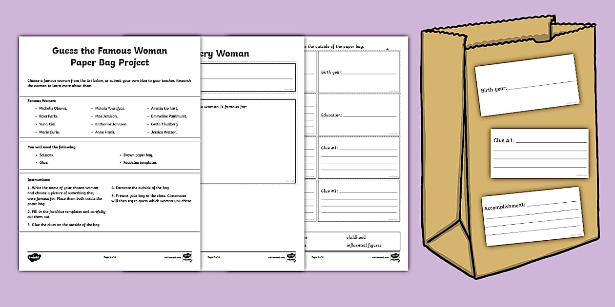 Famous Woman Paper Bag Activity | Women’s Day | Twinkl USA