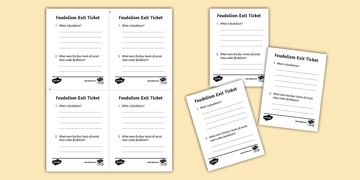 An Introduction to Feudalism Exit Ticket for 6th-8th Grade