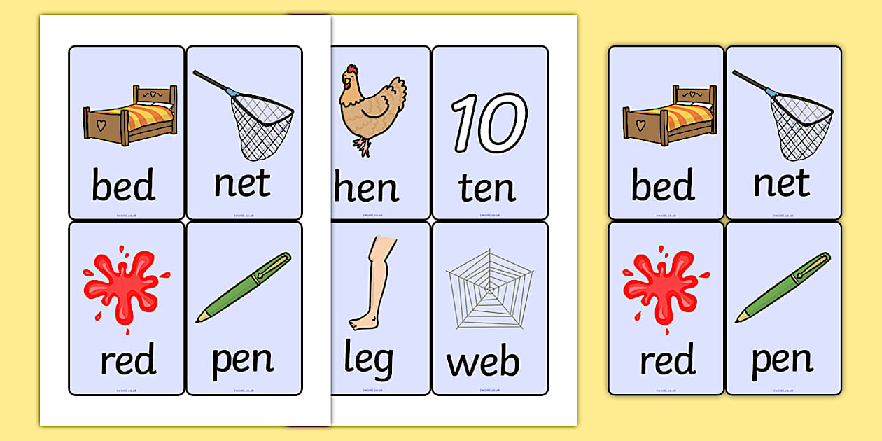 SA CVC Word Cards E (professor feito) - Twinkl