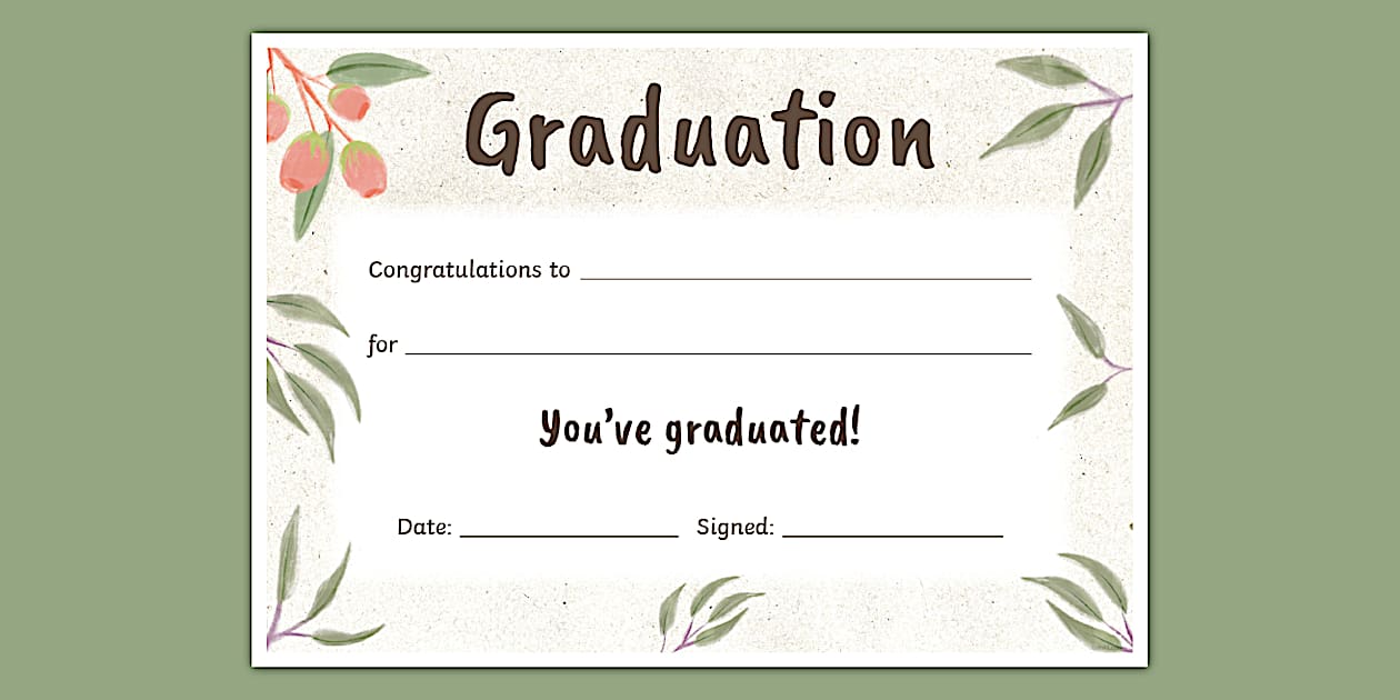 Home Among the Gum Trees Themed Graduation Certificate