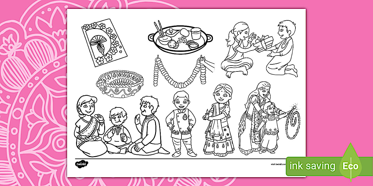 Diwali Doodle Colouring Page (teacher made) - Twinkl