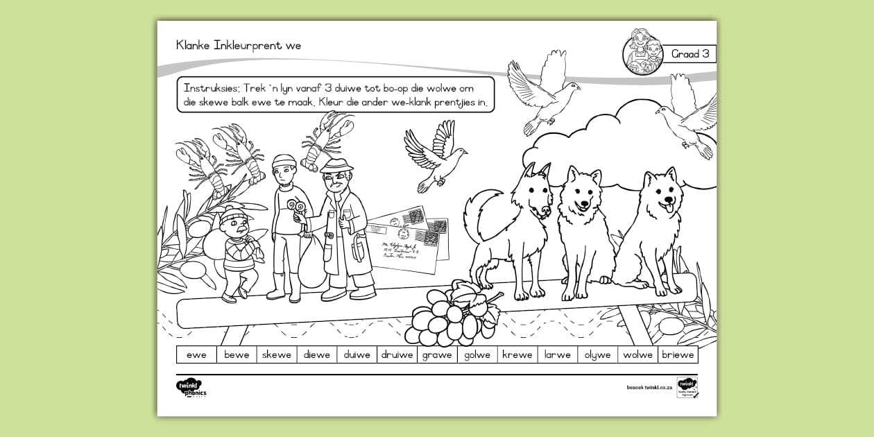 Graad 3 Klanke Inkleurprent we (teacher made) - Twinkl