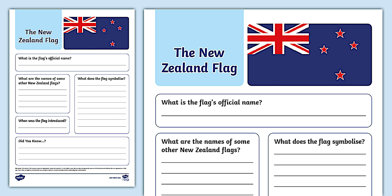 KS1 New Zealand Flag Fact File Template (teacher made)