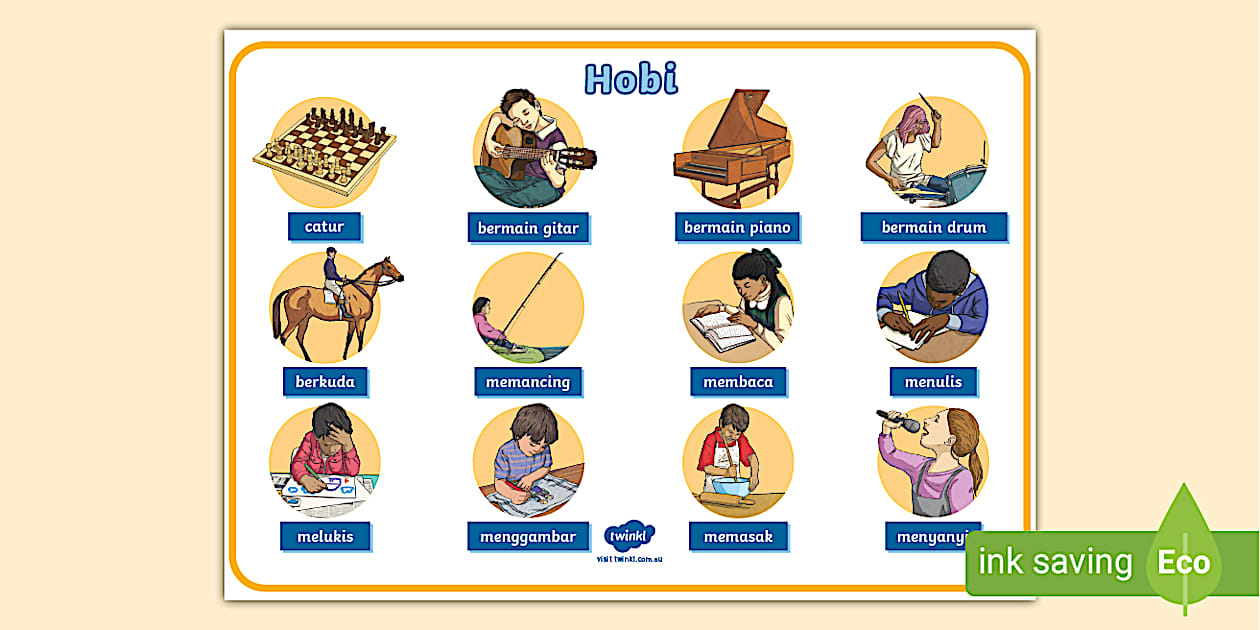 Hobbies Word Mat Indonesian - Twinkl