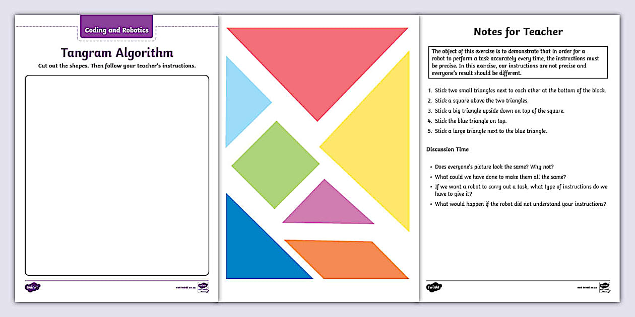 Grade R Coding and Robotics Tangram Algorithm - Twinkl