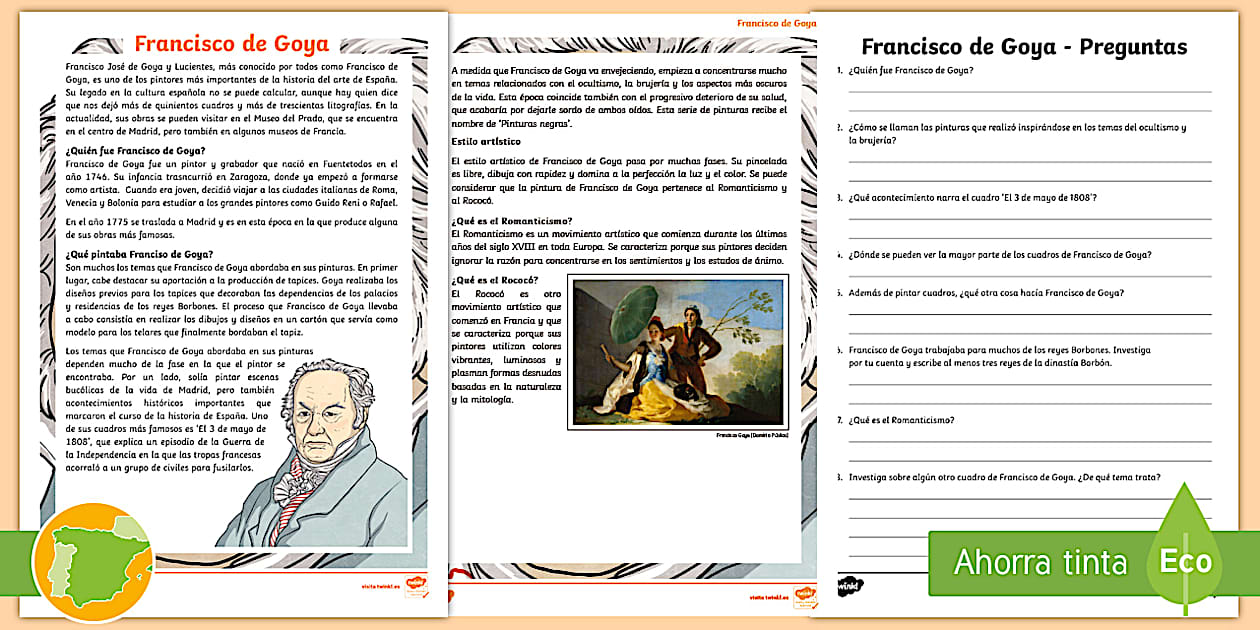 Comprensión Lectora: Francisco de Goya (teacher made)