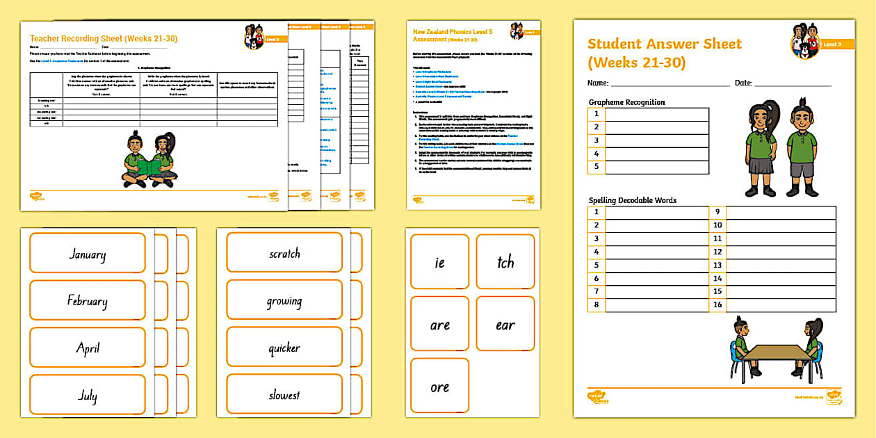 Level 5 Phonics Assessment Pack Weeks 21-30 - Twinkl