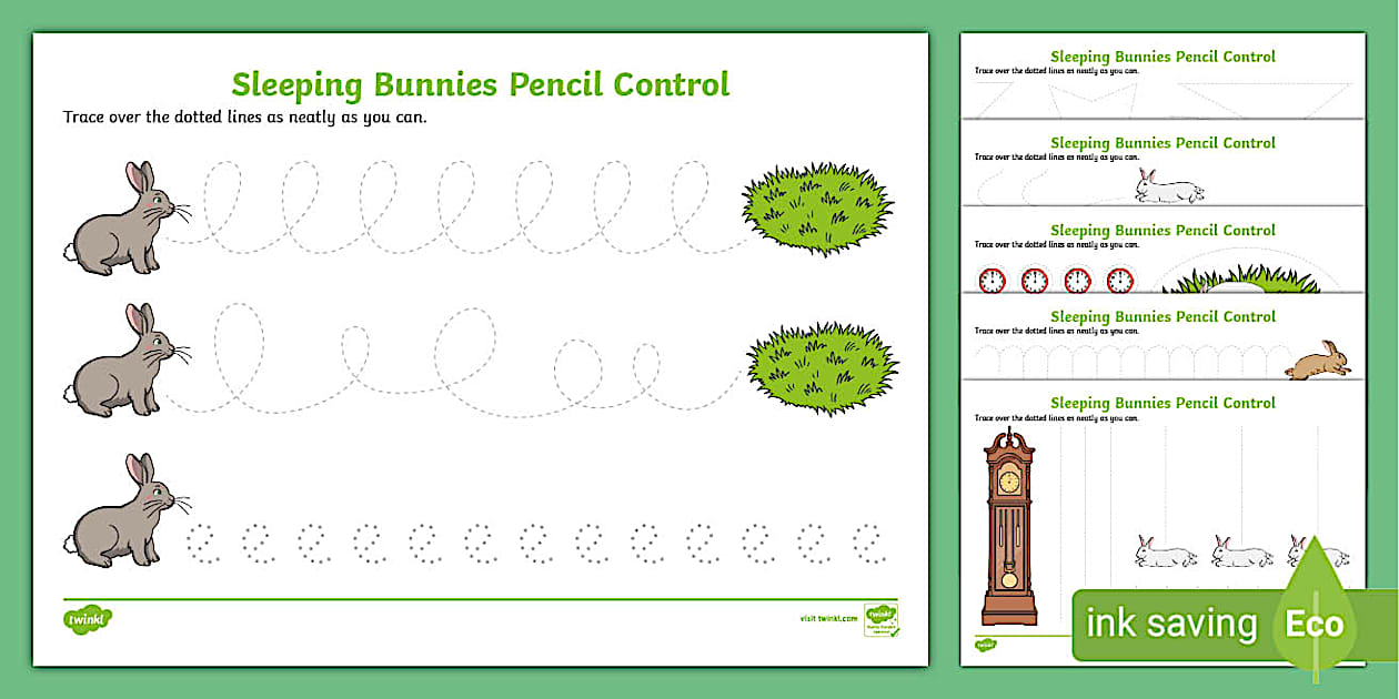 Sleeping Bunnies Pencil Control Sheets (teacher made)