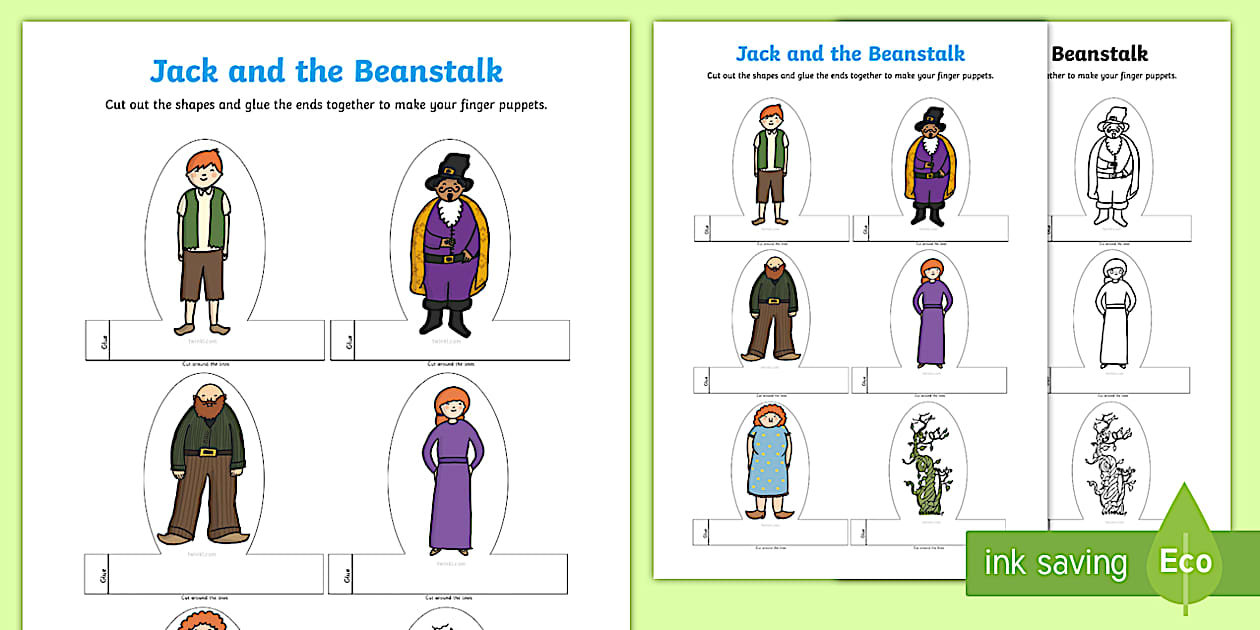 Black and White Jack and the Beanstalk Finger Puppets
