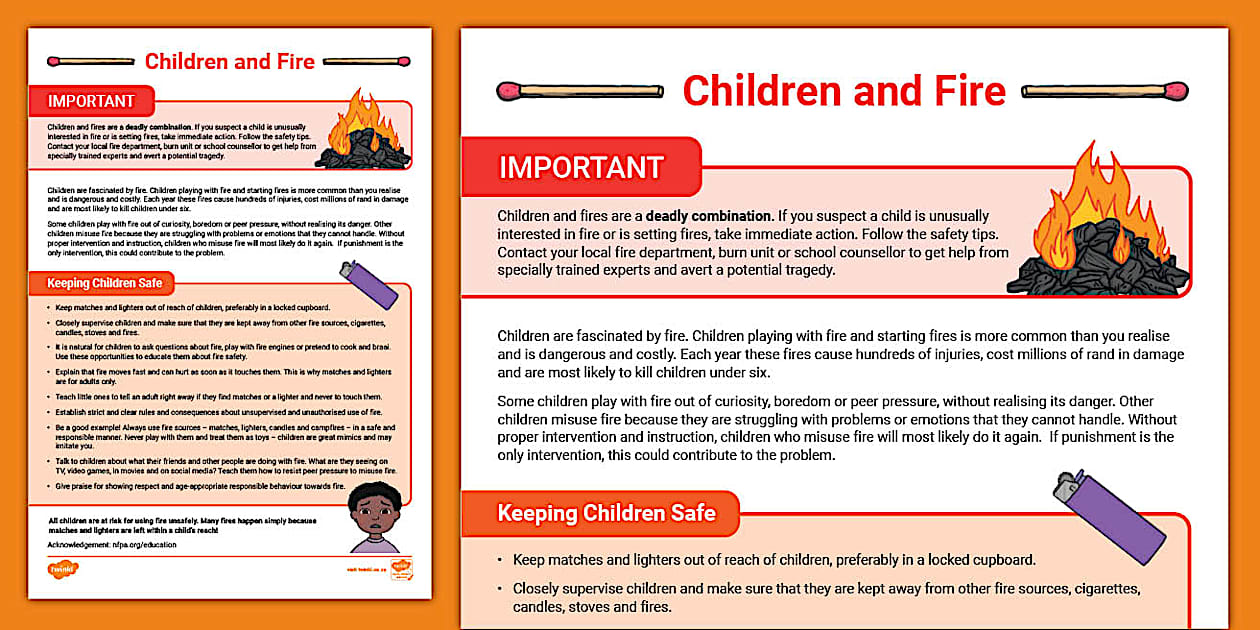 Parent Guide: Children and Fire (teacher made) - Twinkl
