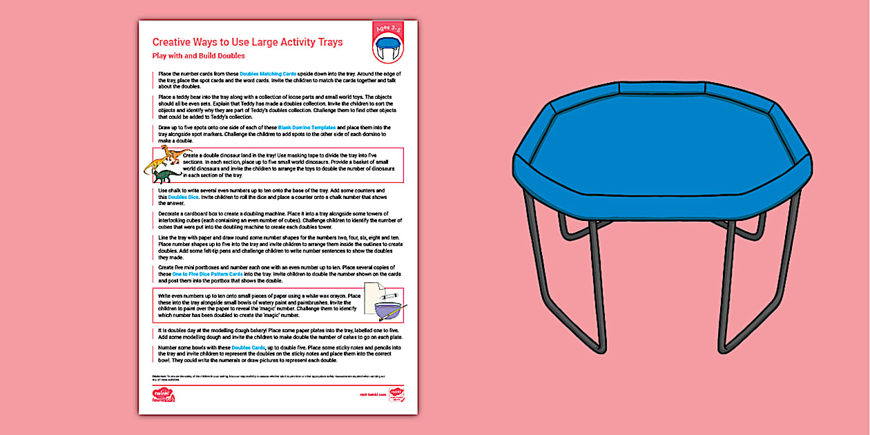 EYFS Age 3-5 Large Activity Tray Play with and Build Doubles