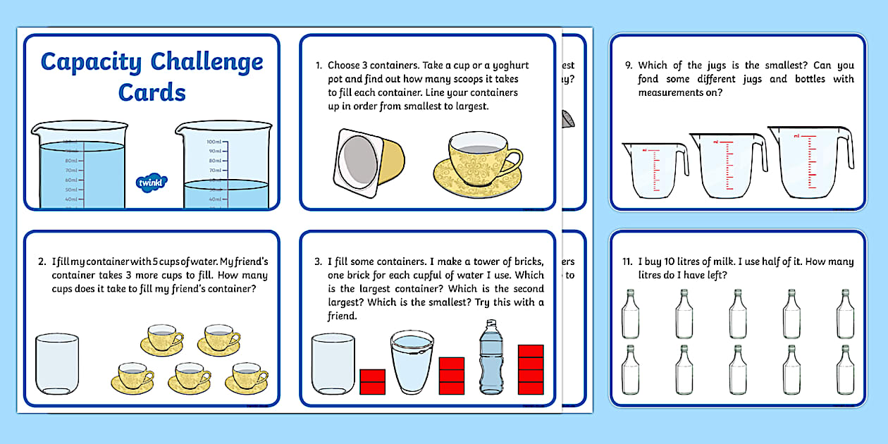 Editable KS1 Capacity Challenge Cards (teacher made)