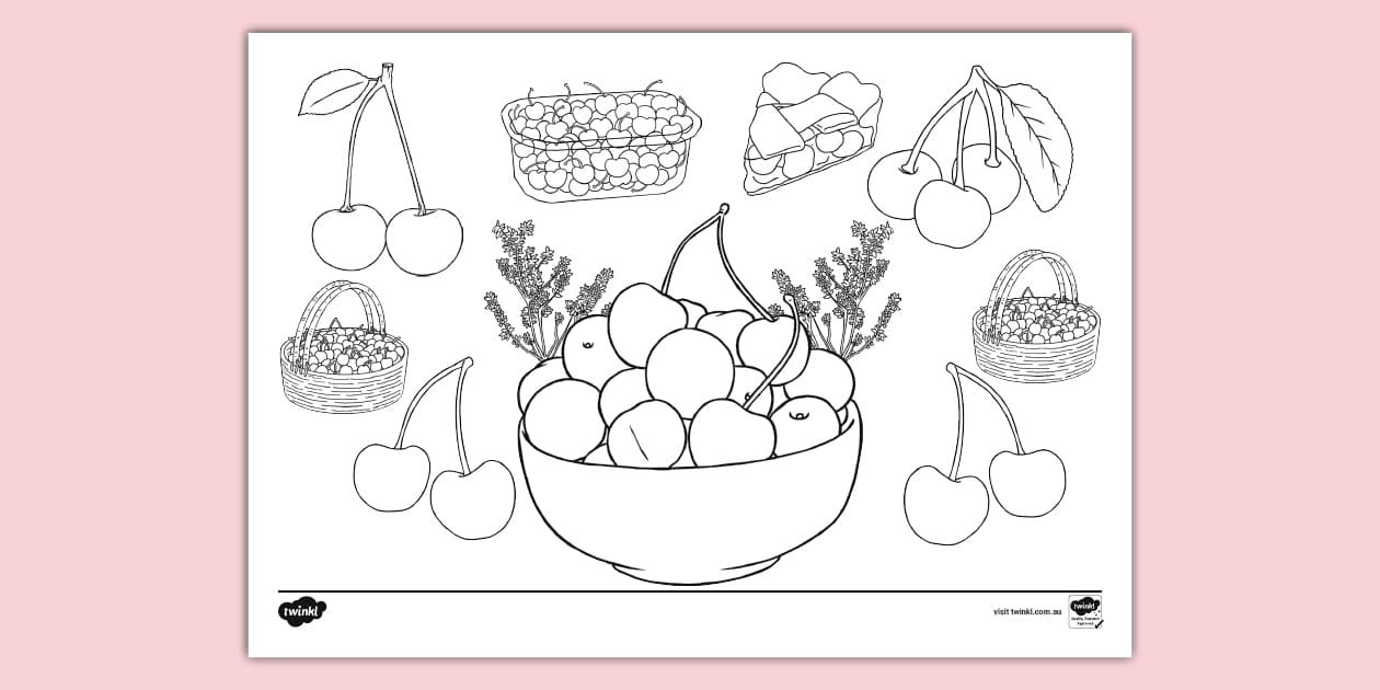 Cherry Colouring Doodle Sheet (teacher made) - Twinkl