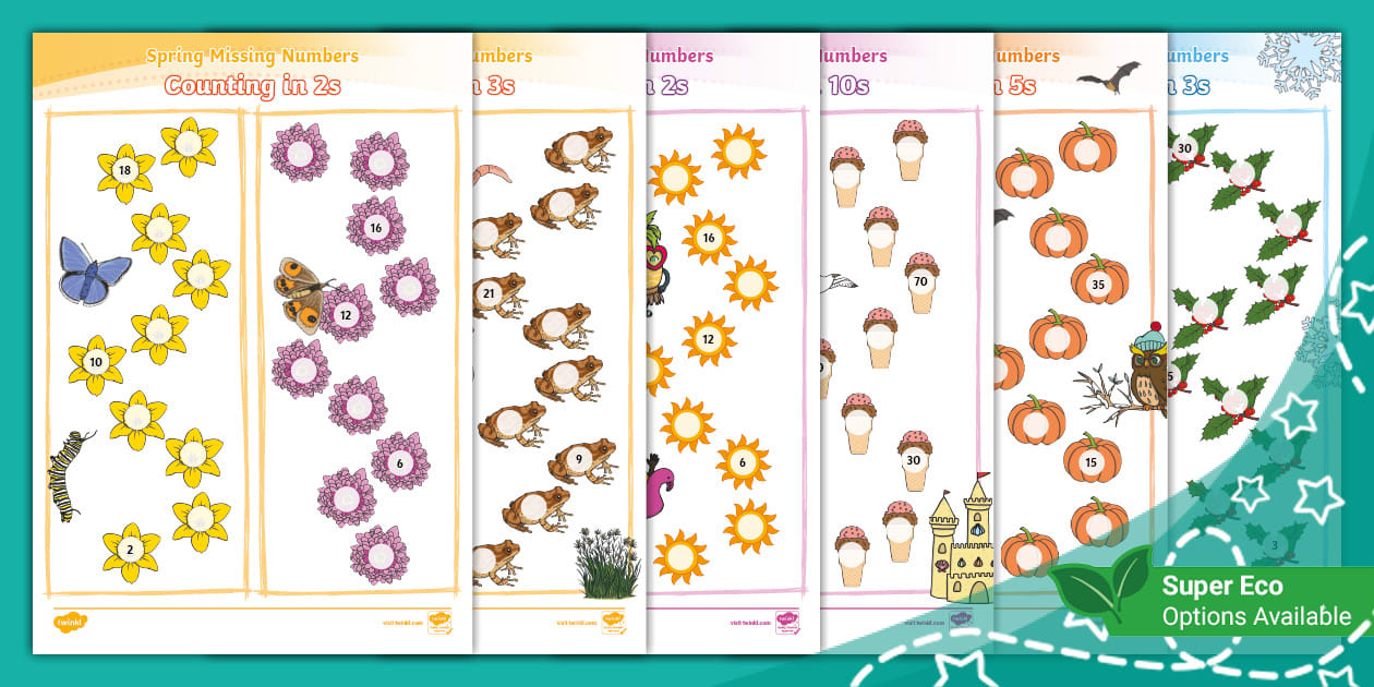 👉 Missing Numbers: Counting in 2s, 3s, 5s and 10s (Ages 5 - 7)