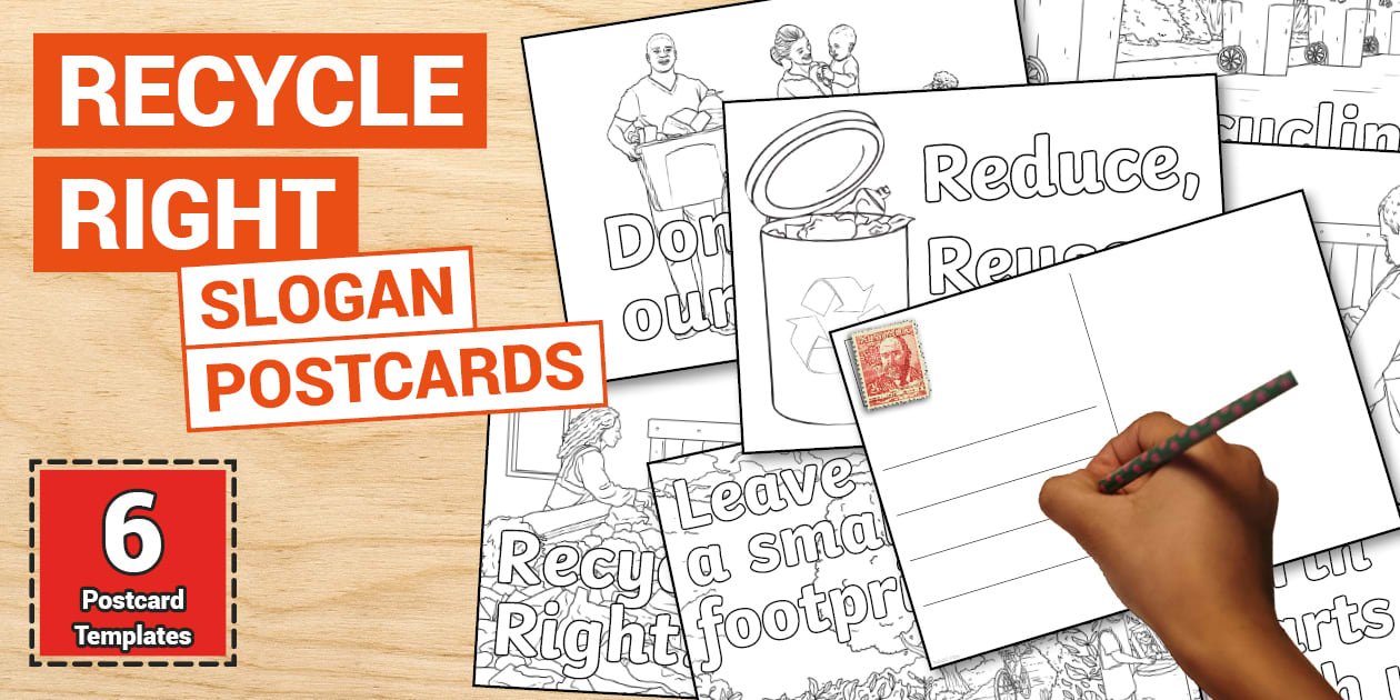 Recycle Right Slogan Postcards (teacher made) - Twinkl