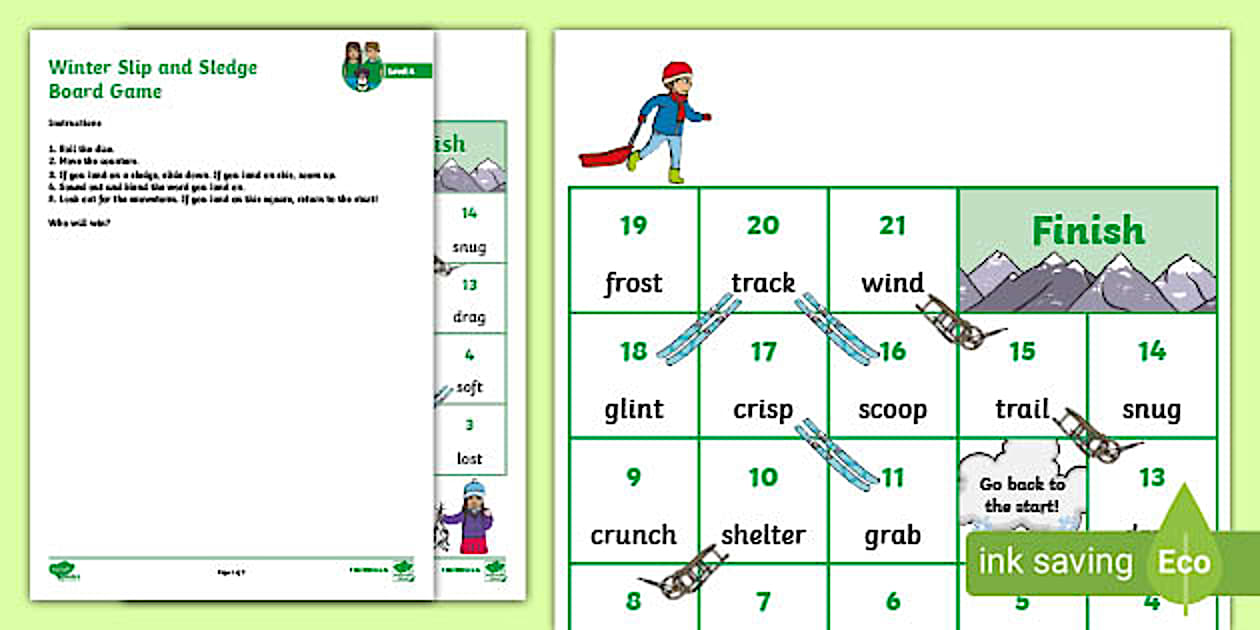 Editable Level 4 Winter Slip and Sledge Board Game - Twinkl