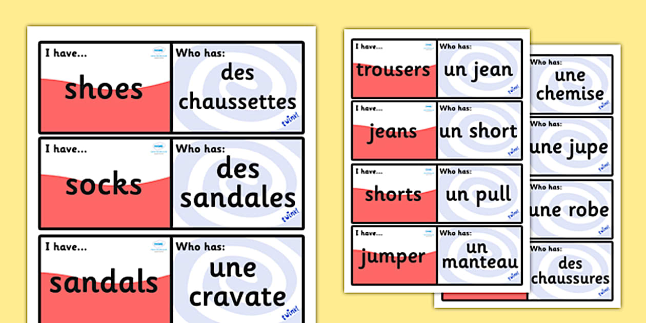 French Clothes Loop Cards (teacher made) - Twinkl