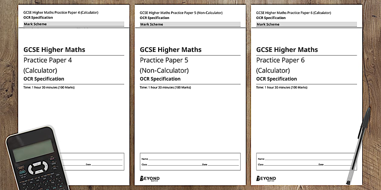 GCSE Maths Specimen Practice Papers 4,5,6 Higher (Set A) OCR