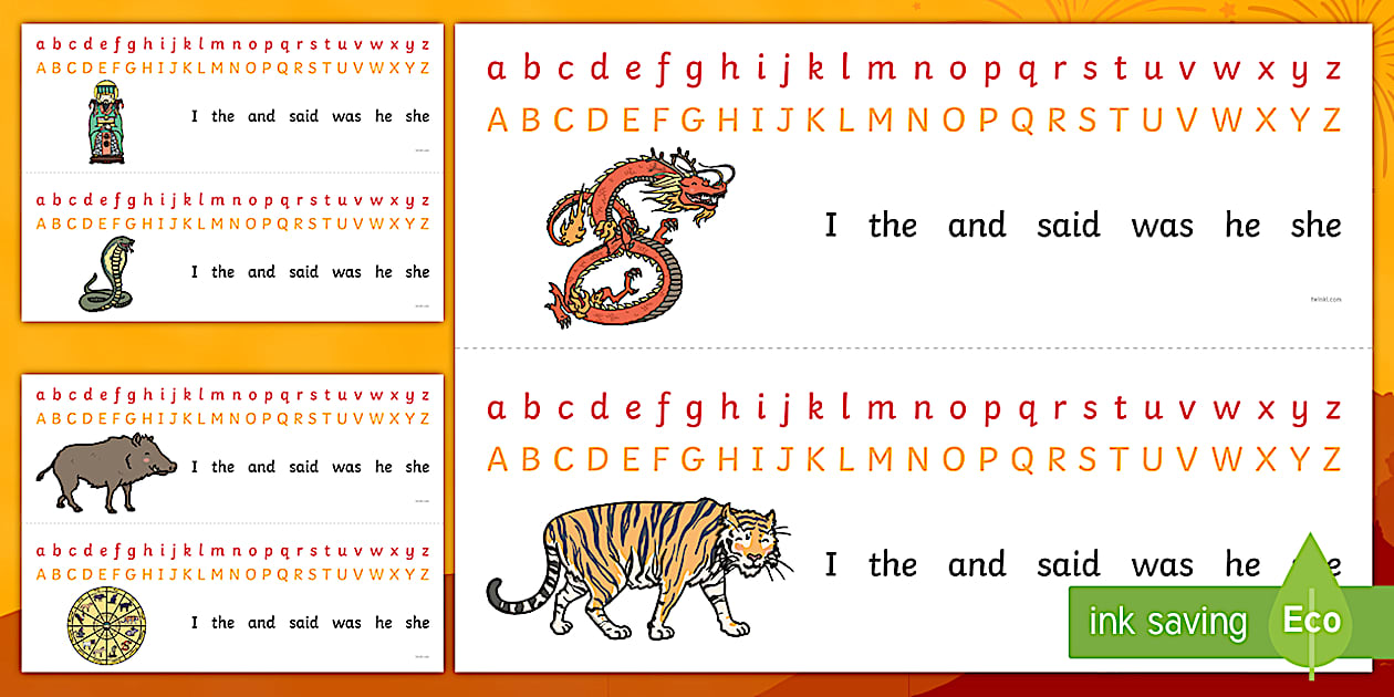 Black and White Chinese New Year Alphabet Strips - Twinkl