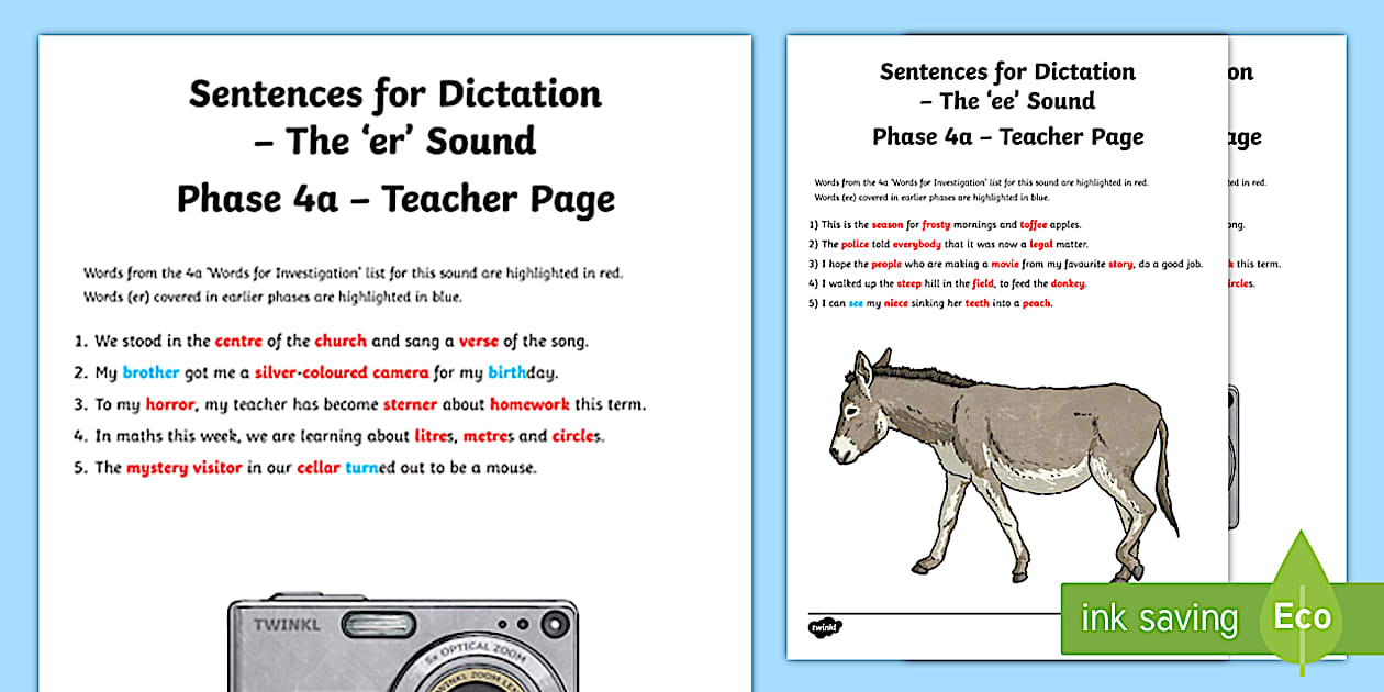 Northern Ireland Linguistic Phonics Stage 5 and 6, Phase 4a, 'er/ee ...