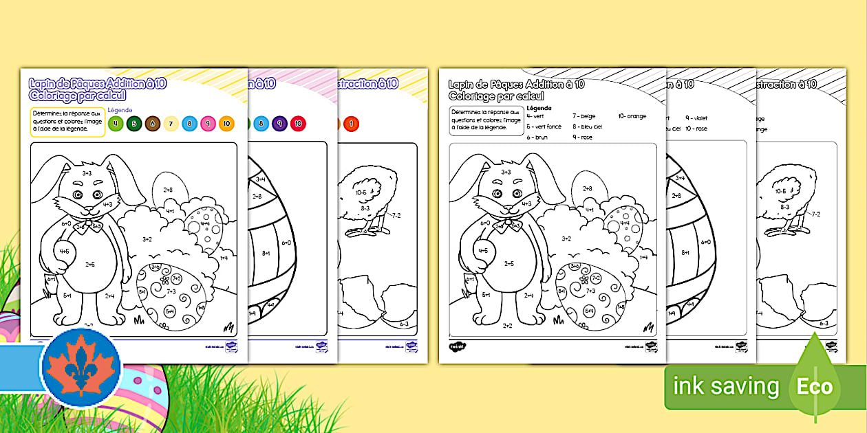 Easter Primary Colour by Calculation Activity French
