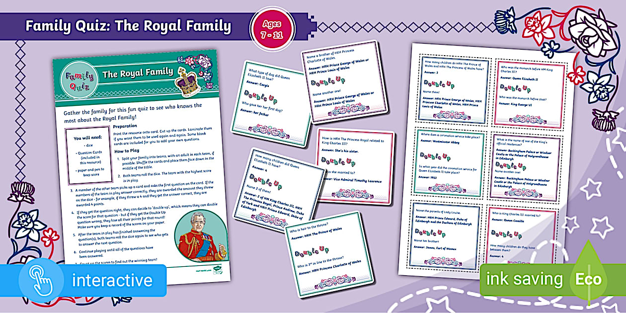 Family Quiz: The Royal Family (Ages 7 - 11) (Teacher-Made)
