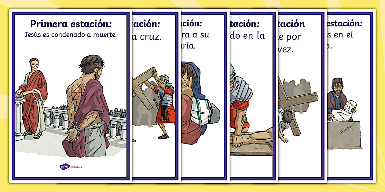 Pósters: Estaciones del Vía Crucis (teacher made) - Twinkl