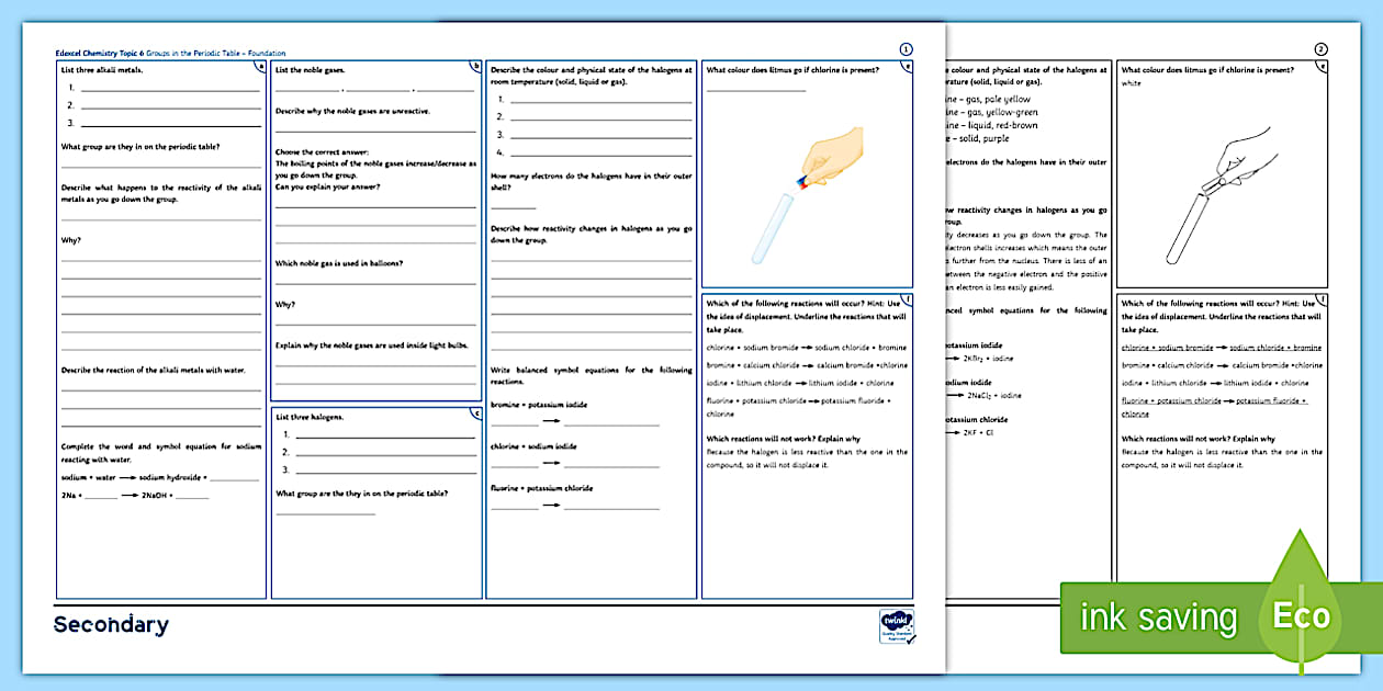 Edexcel GCSE Chemistry Topic 6: Groups in the Periodic Table Foundation