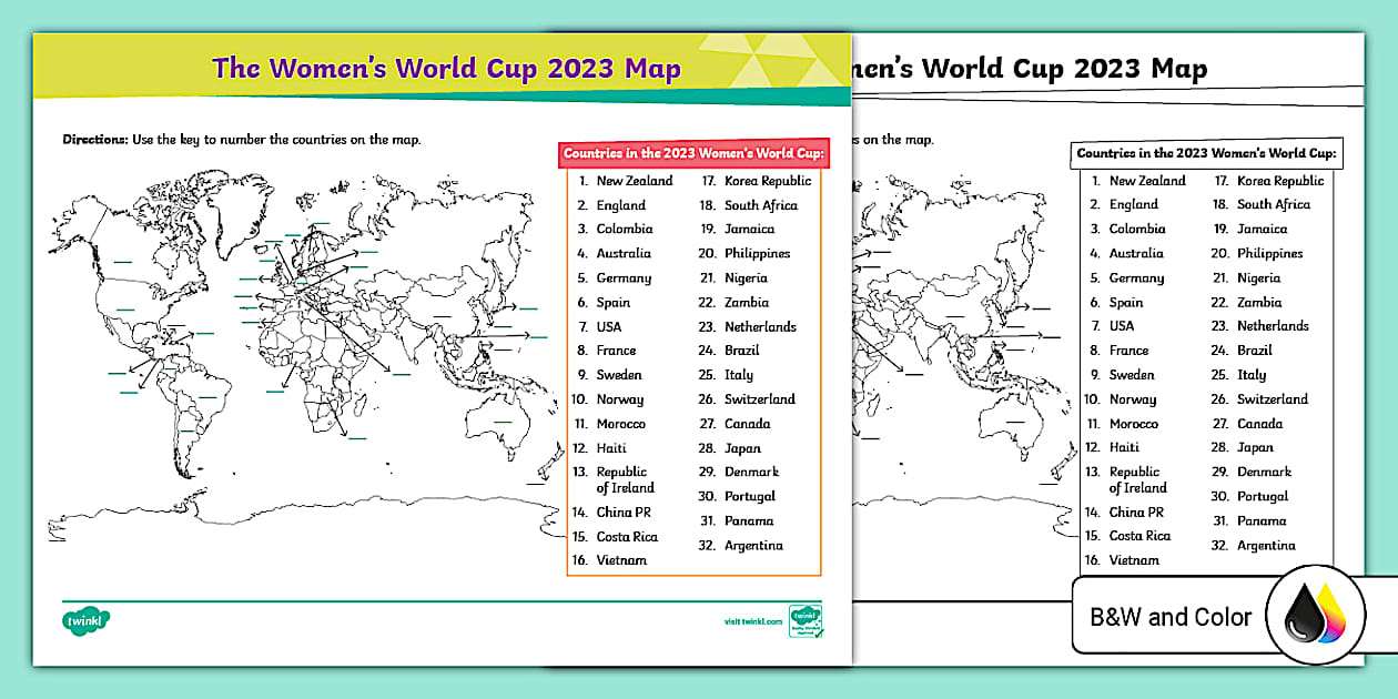 Women's World Cup 2023 Map Worksheet