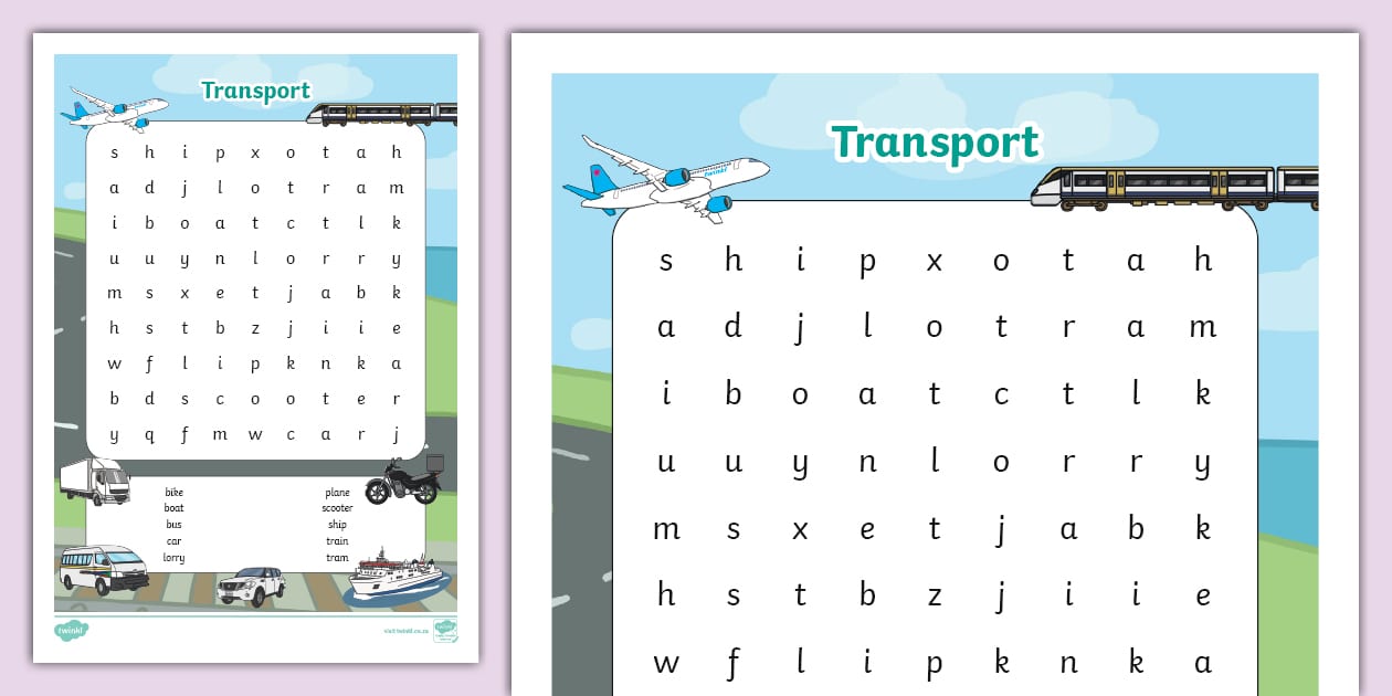 Transport Word Search - Twinkl South Africa (teacher made)