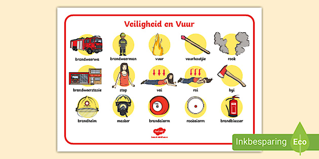 Veiligheid en Vuur Woordmat (teacher made) - Twinkl