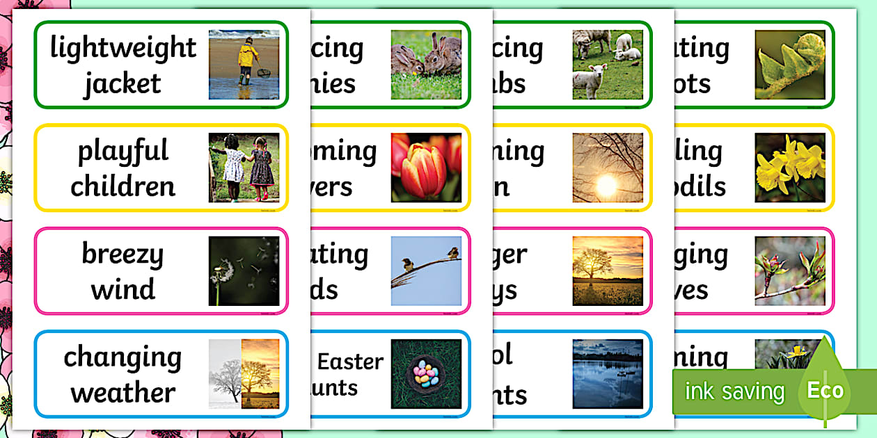 Springtime Adjective Cards - Primary Resources By Twinkl