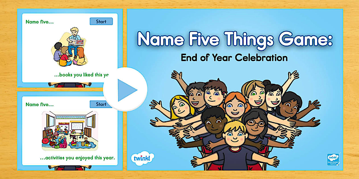 Name Five! End of Year PowerPoint Game (Teacher-Made)