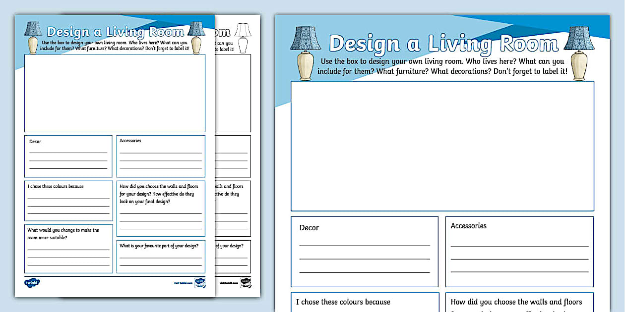 Design a Living Room Worksheet (teacher made) - Twinkl