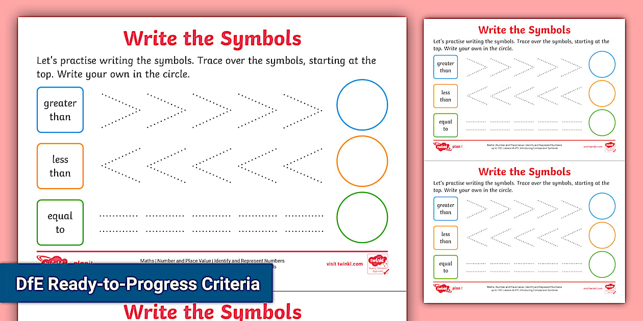👉 Write the Comparison Symbols Activity Sheet - Twinkl