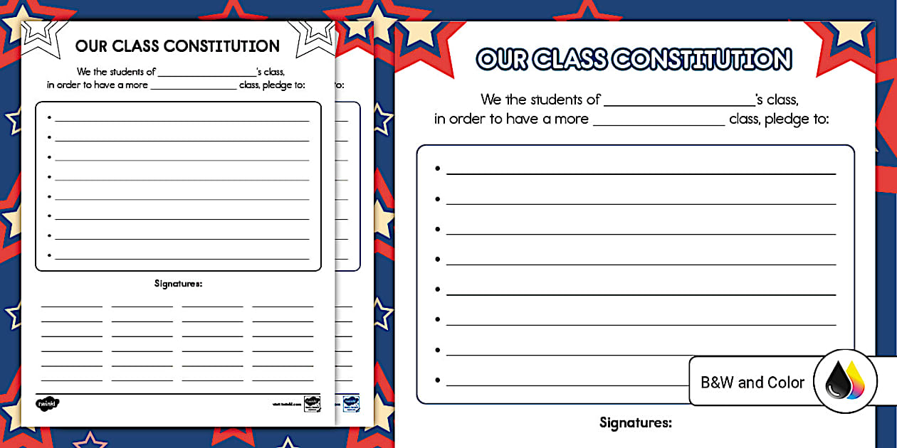 Class Constitution Preamble Template (Teacher-Made) - Twinkl