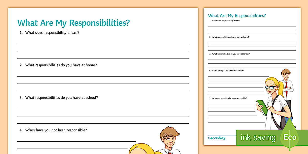 What Are My Responsibilities? Worksheet / Worksheet - Twinkl