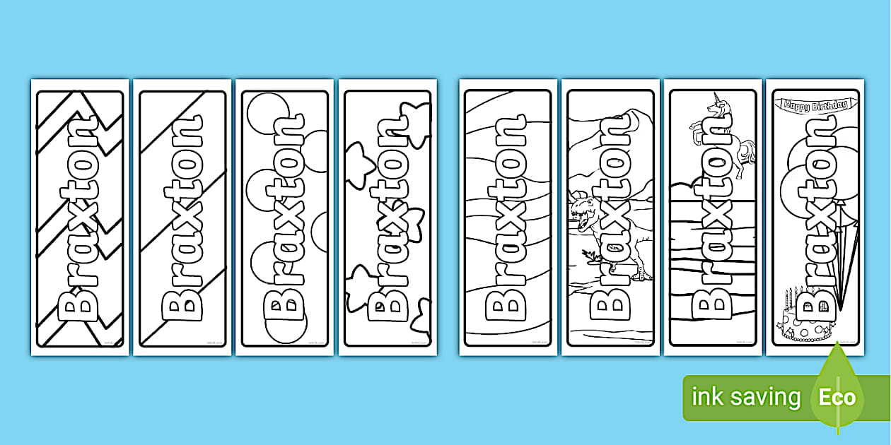 Braxton Name Simple Colouring Bookmarks | Twinkl | KS1