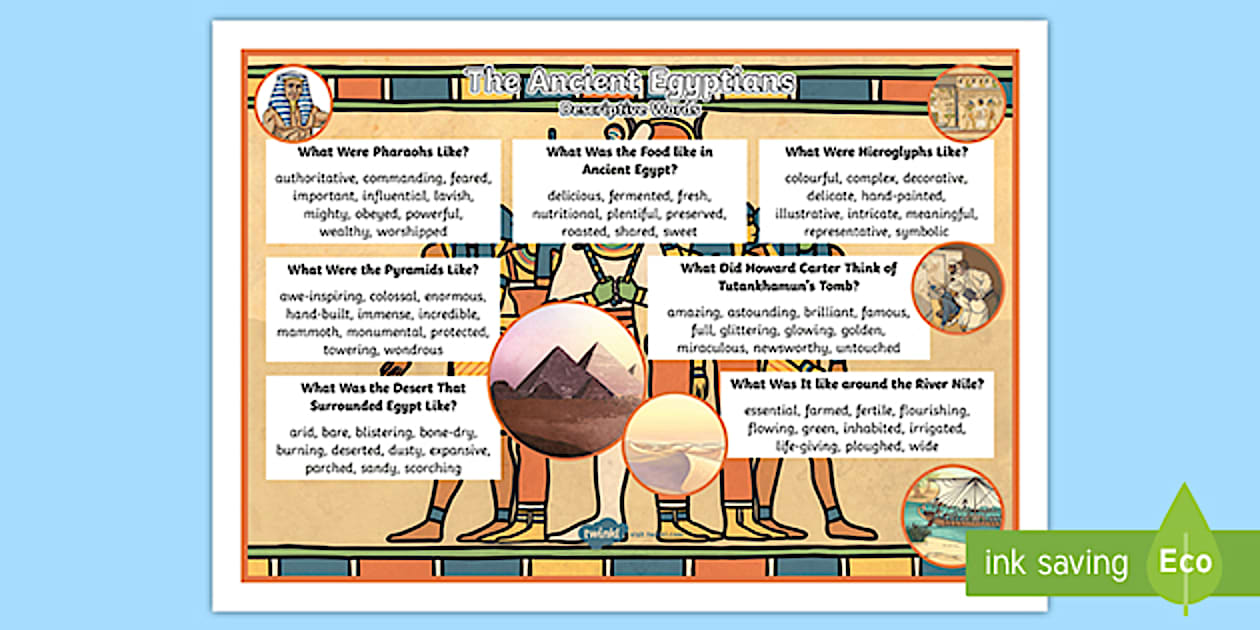 KS2 Ancient Egyptians Descriptive Word Mat - Twinkl