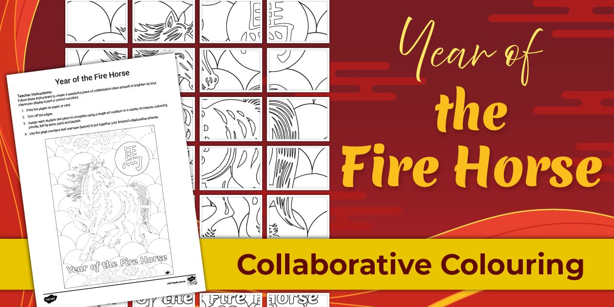 Year of the Fire Horse Collaborative Colouring