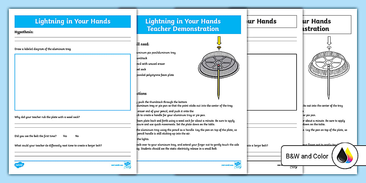 Lightening in Your Hand Worksheet (Teacher Demonstration)